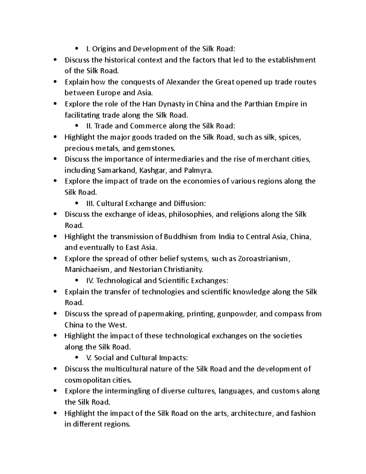 AP World History Lecture - I. Origins and Development of the Silk Road ...