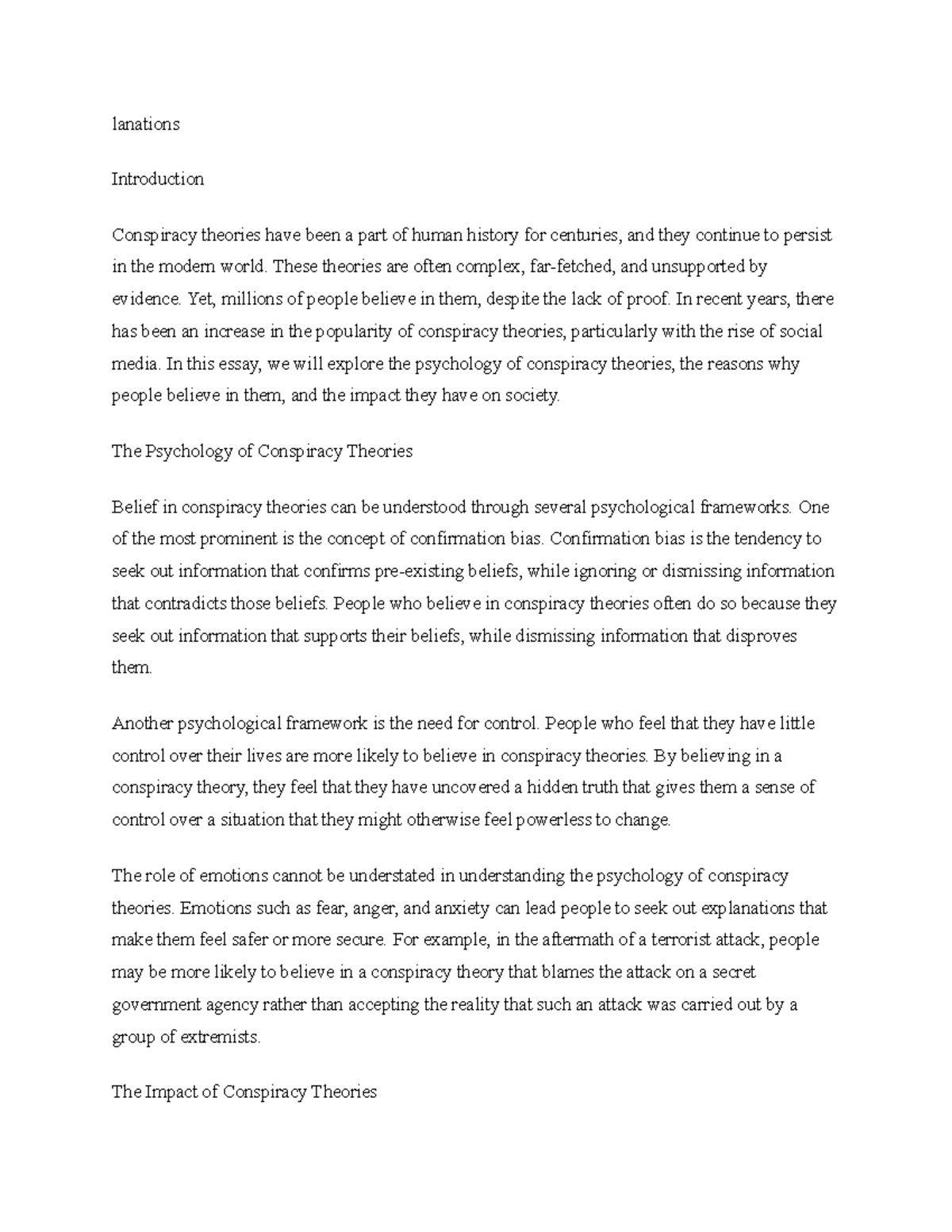 Title The Psychology of Conspiracy Theories Understanding Belief in ...