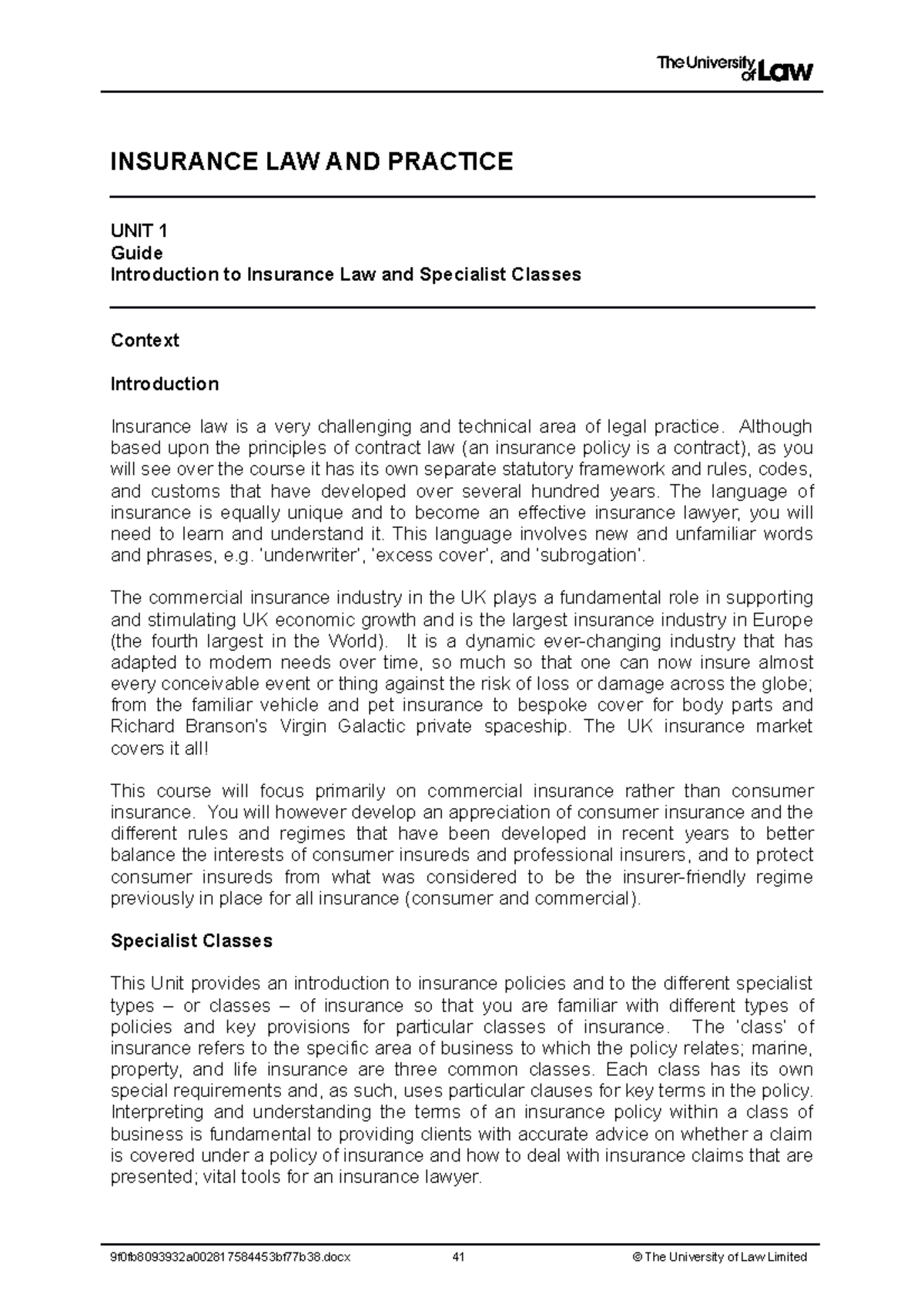 2122 insu ws01 ce01 guide - INSURANCE LAW AND PRACTICE UNIT 1 Guide ...