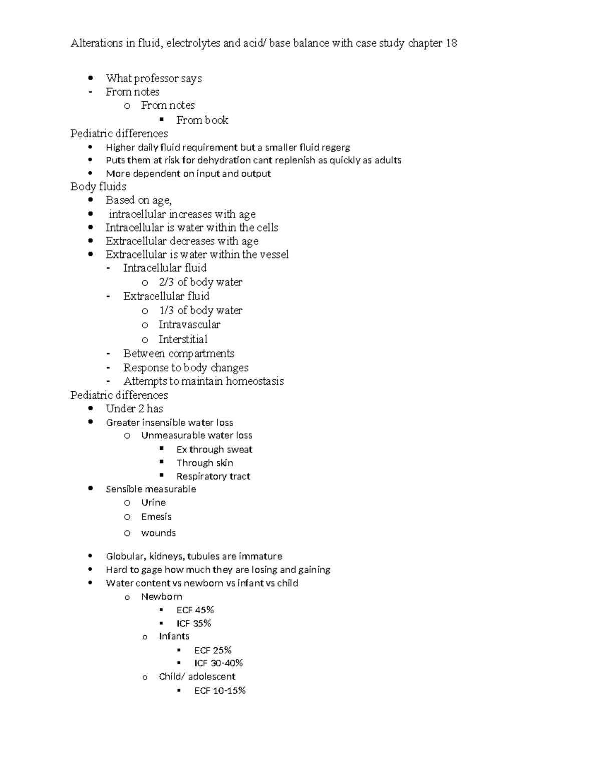 PEDS Alterations in fluid, electrolytes and acid and base balance with ...