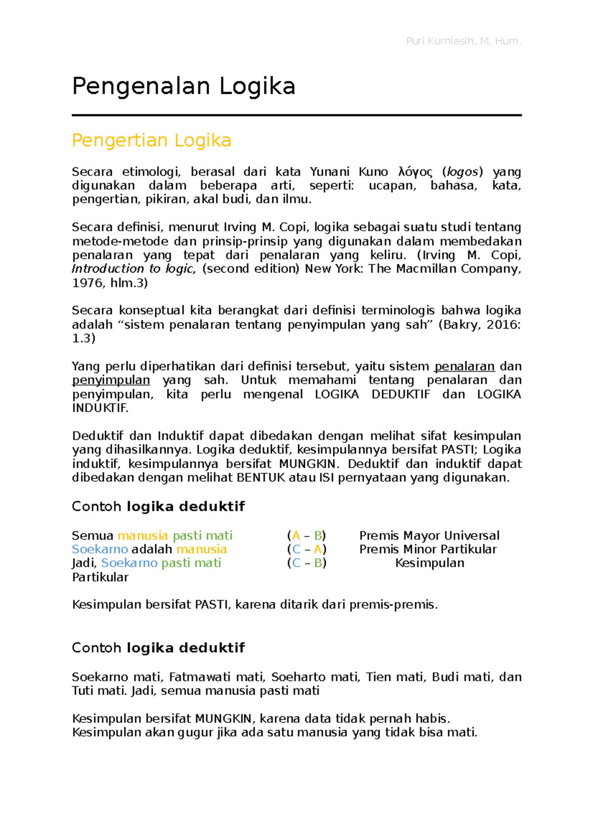 Materi Inisiasi 1 Pengenalan Logika - Pengenalan Logika Pengertian ...