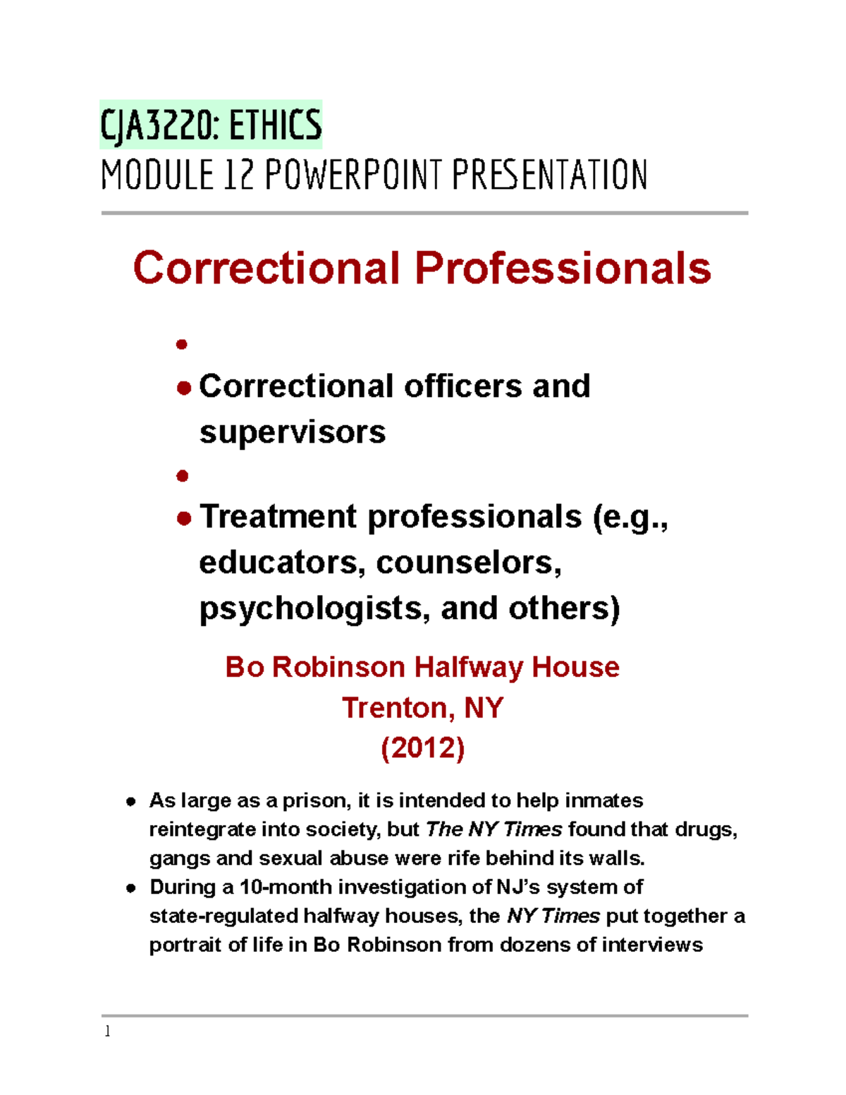 Ethics module 12 - Powerpoint lecture notes from the textbook ethical ...