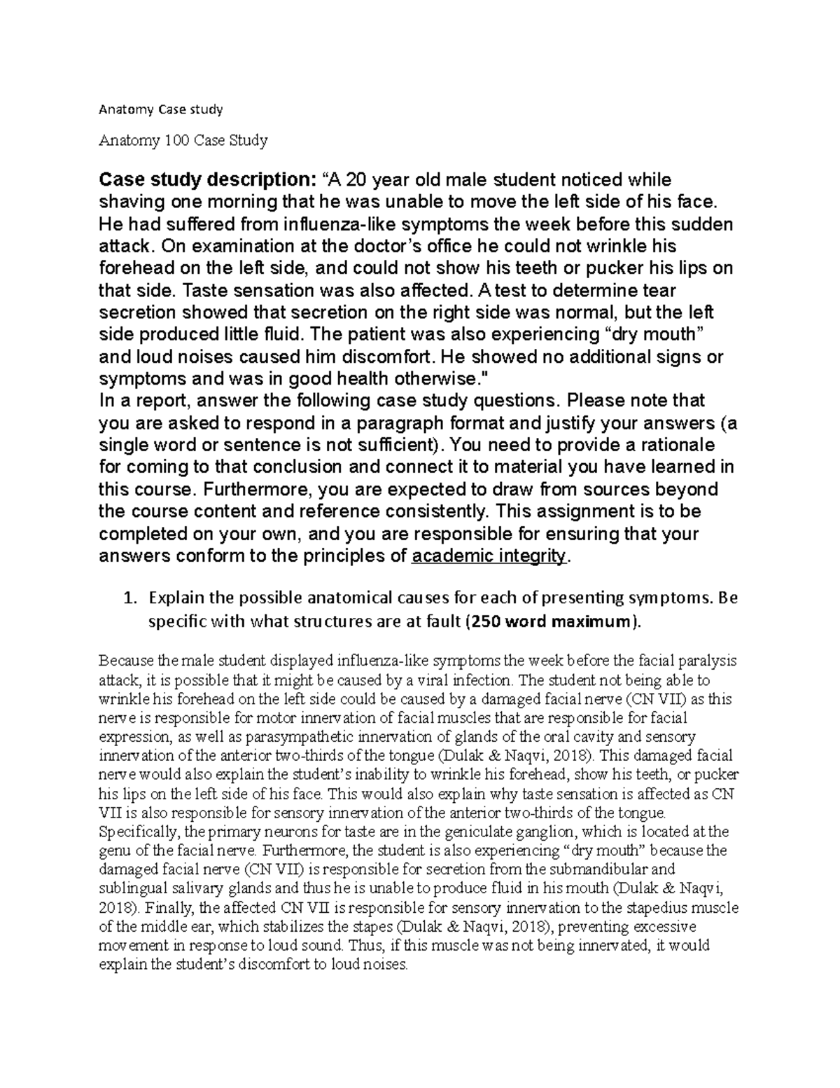 Anatomy Case study - Anatomy Case study Anatomy 100 Case Study Case ...