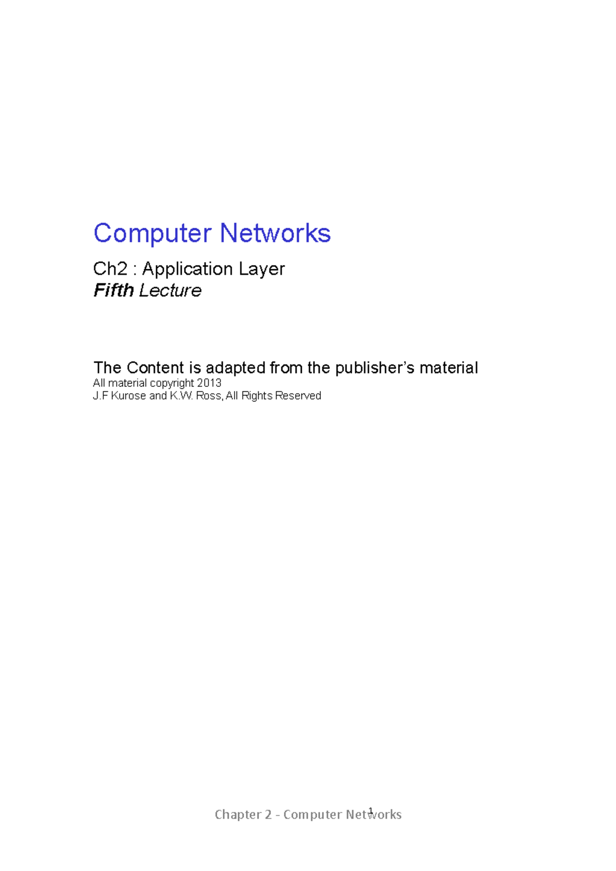 Computer Networks - Ch2 E - Computer Networks Ch2 : Application Layer ...