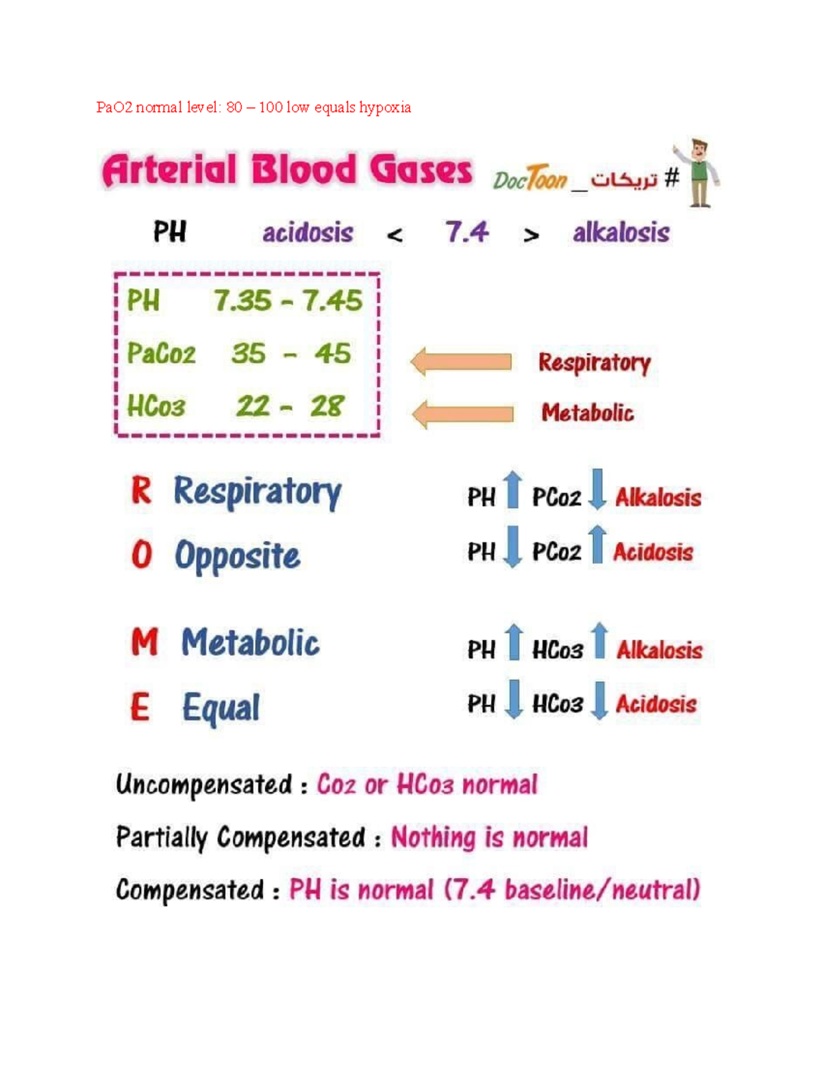 ABG in class examples - ABG practice sheet - PaO2 normal level: 80 ...
