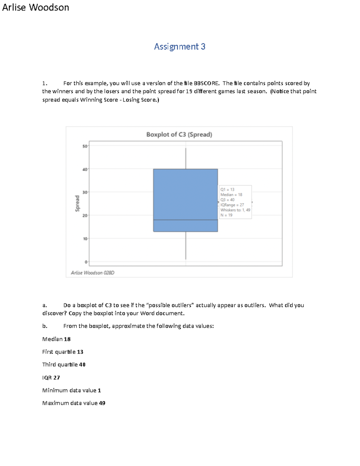 Minitab #4- Zoe Gibbs - Assignment 3 For this example, you will use a ...