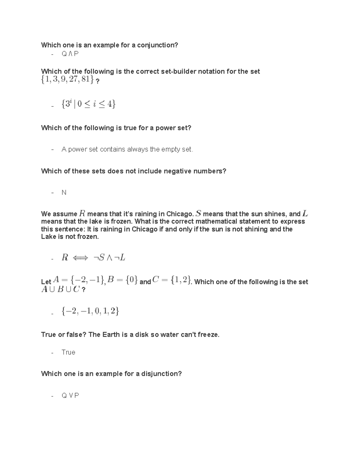 Math study guide - Here is a compilation of all of the questions that I ...