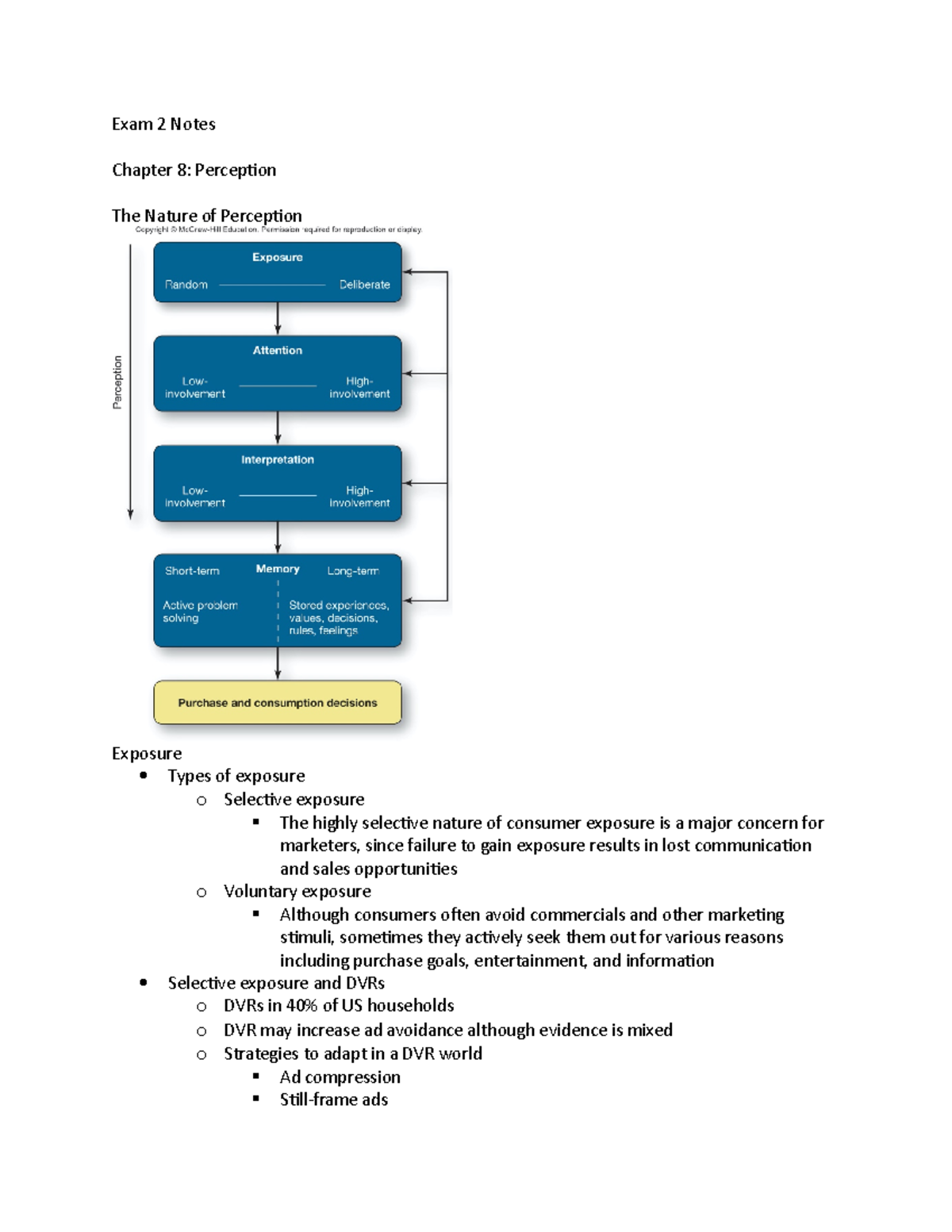 Exam 2 Notes - Exam 2 Notes Chapter 8: Perception The Nature of ...