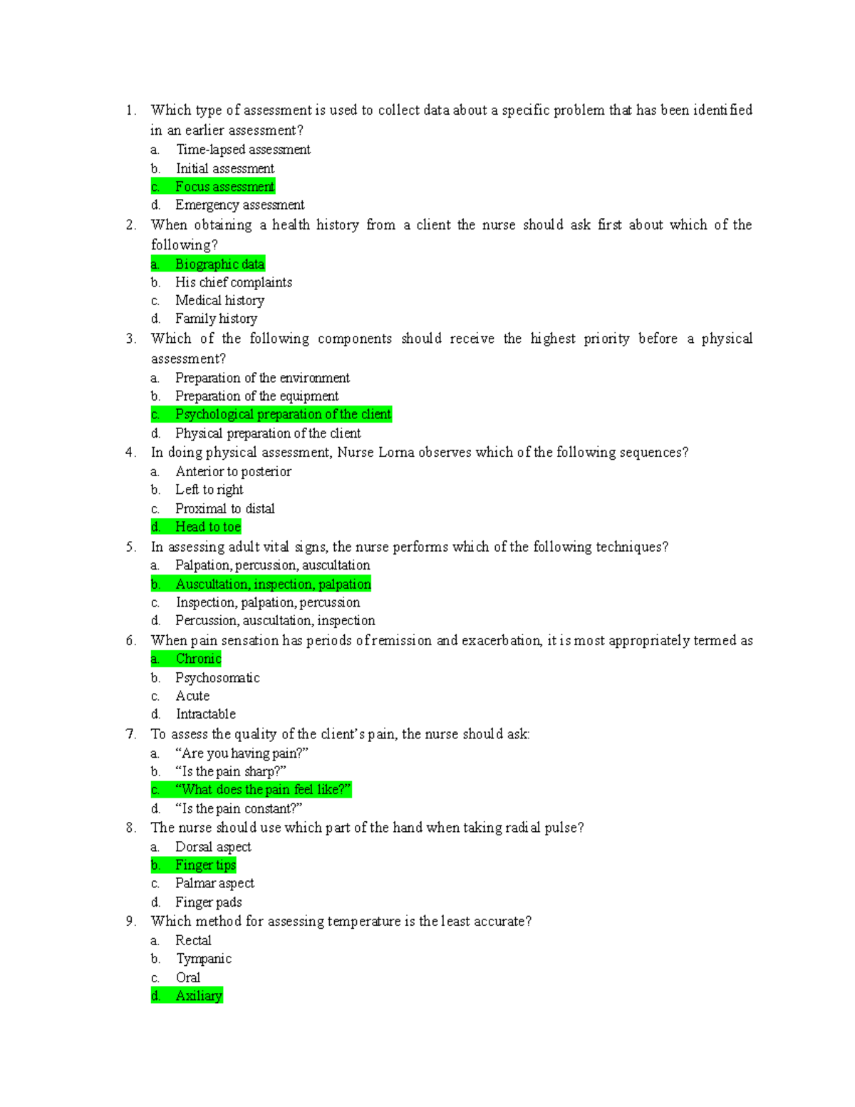 practice Assessment questions - 1. Which type of assessment is used to ...