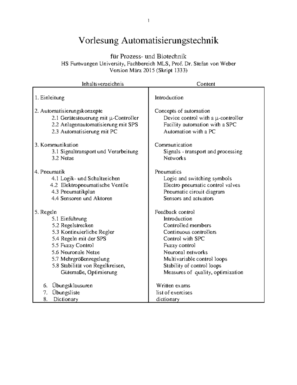 Vorlesung Automatisierungstechnik - Dr. Stefan von Weber Version März ...