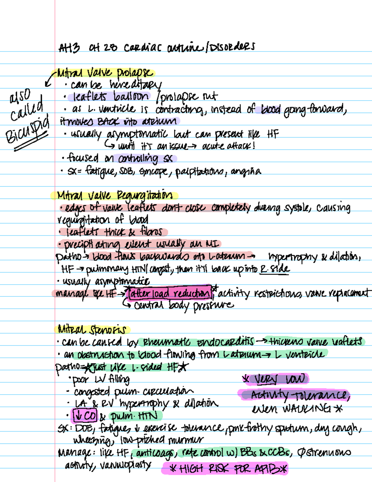AH3 CH 28 Cardiac Disorders Outline - AH 3 at 28 Cardiac outline ...