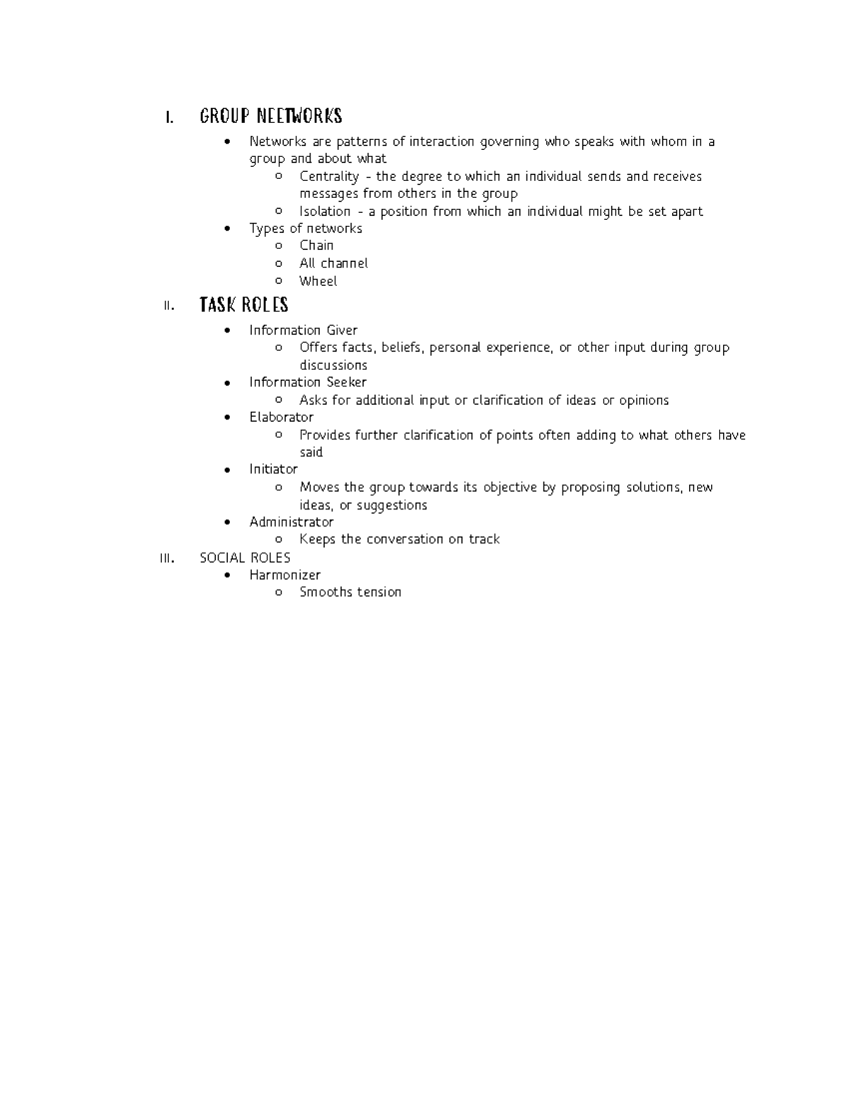 Group Networks - Lecture Notes - I. GROUP NEETWORKS • Networks are ...