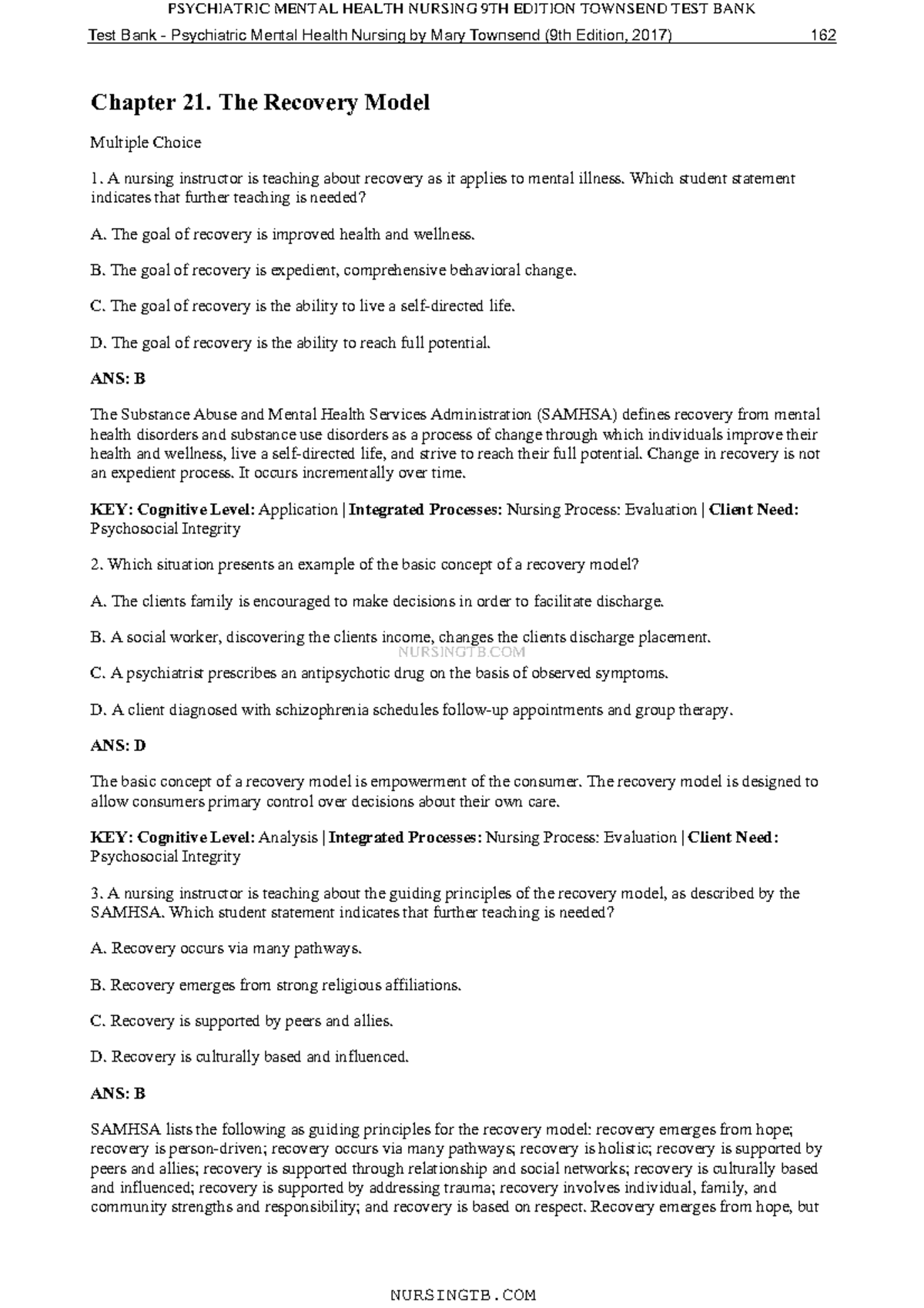 TB-Chapter 21. The Recovery Model - NU 211 - Studocu