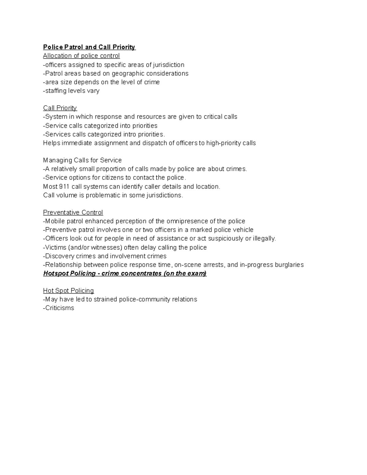 Intro to Police #2 - P Bussey - Police Patrol and Call Priority ...