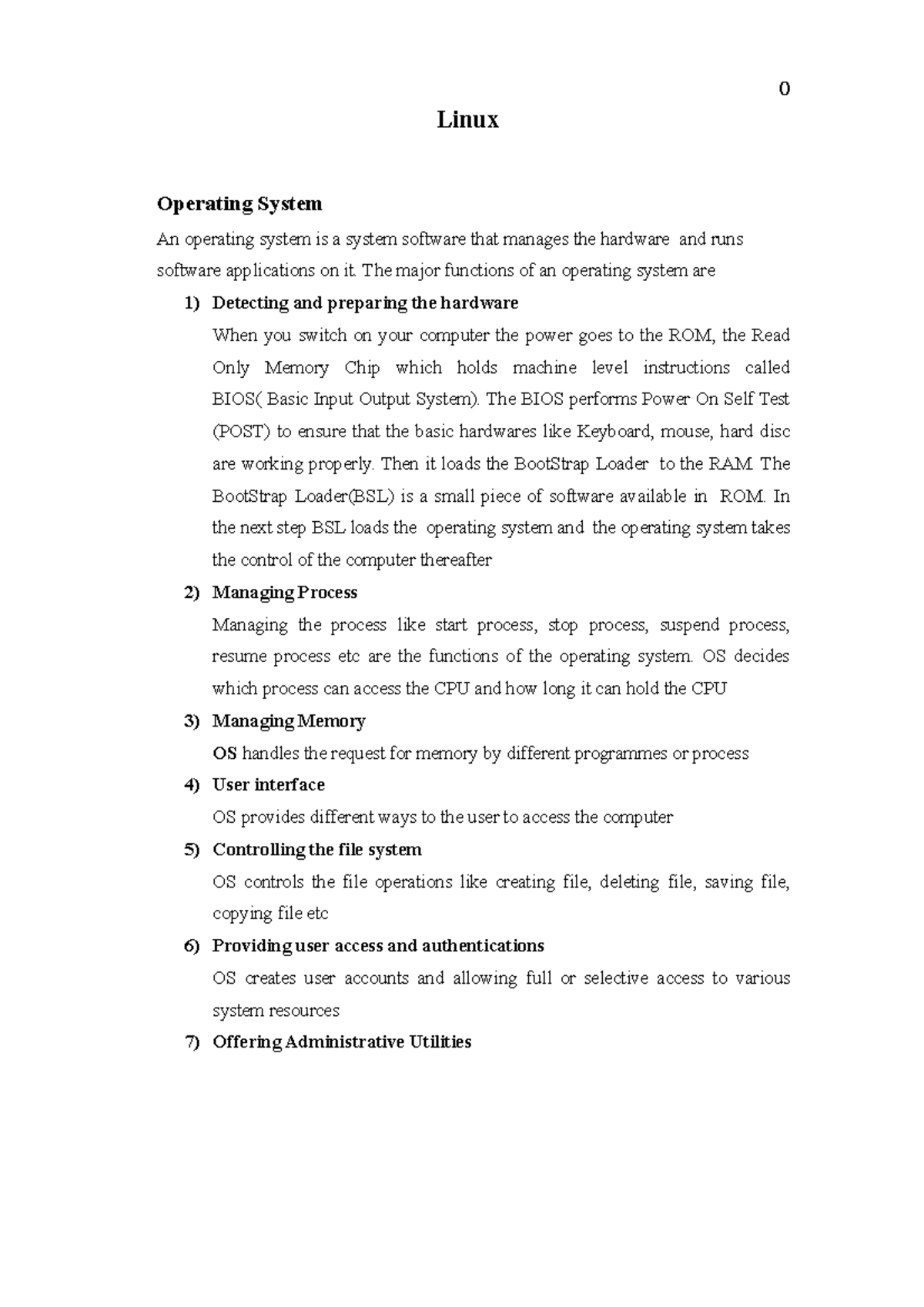 Linux notes including the portions of operating system - Linux ...