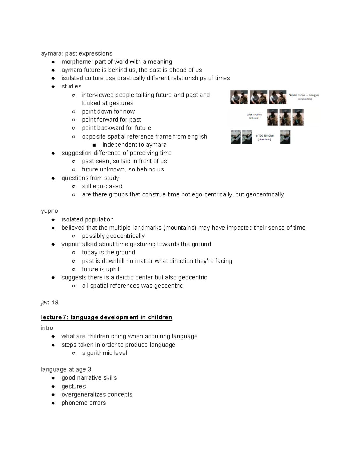 COGS 1 Intro to Cognitive Science: Lecture 13-13 - aymara: past expressions morpheme: part of ...