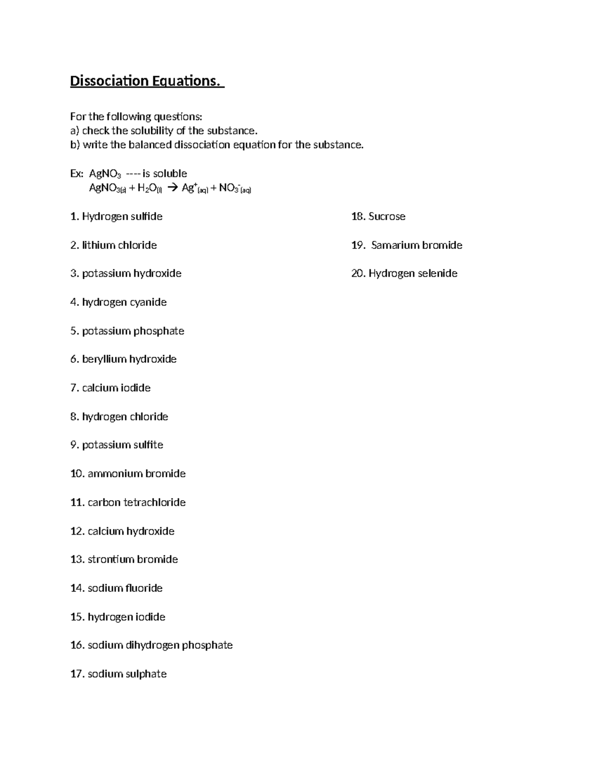 49 Pg 34 35 Dissociation Equations Net Ionic Equations