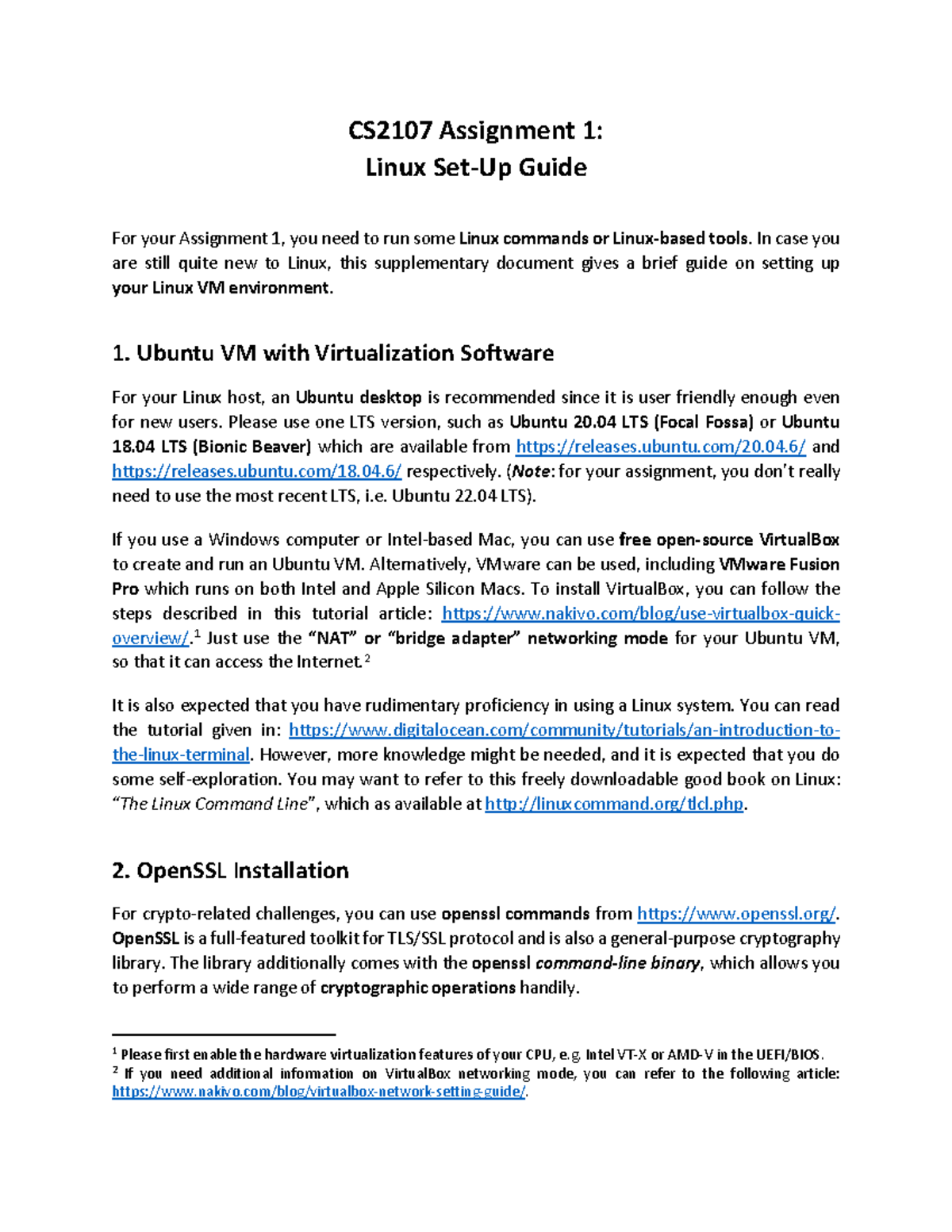 CS2107 Linux Set Up Guide - CS2107 Assignment 1: Linux Set-Up Guide For your Assignment 1, you ...