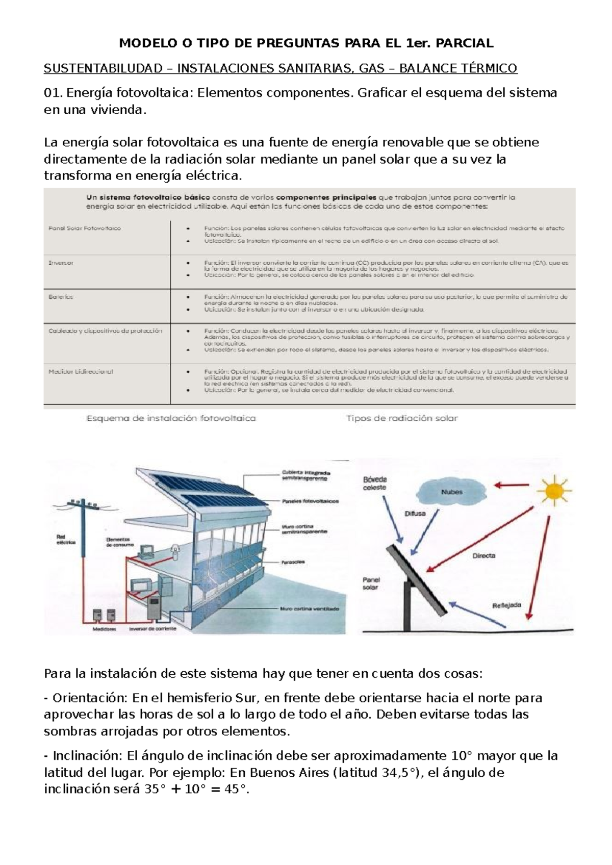 Modelo O TIPO DE Preguntas PARA EL 1er Parcial - Instalaciones I - MODELO O TIPO DE PREGUNTAS ...