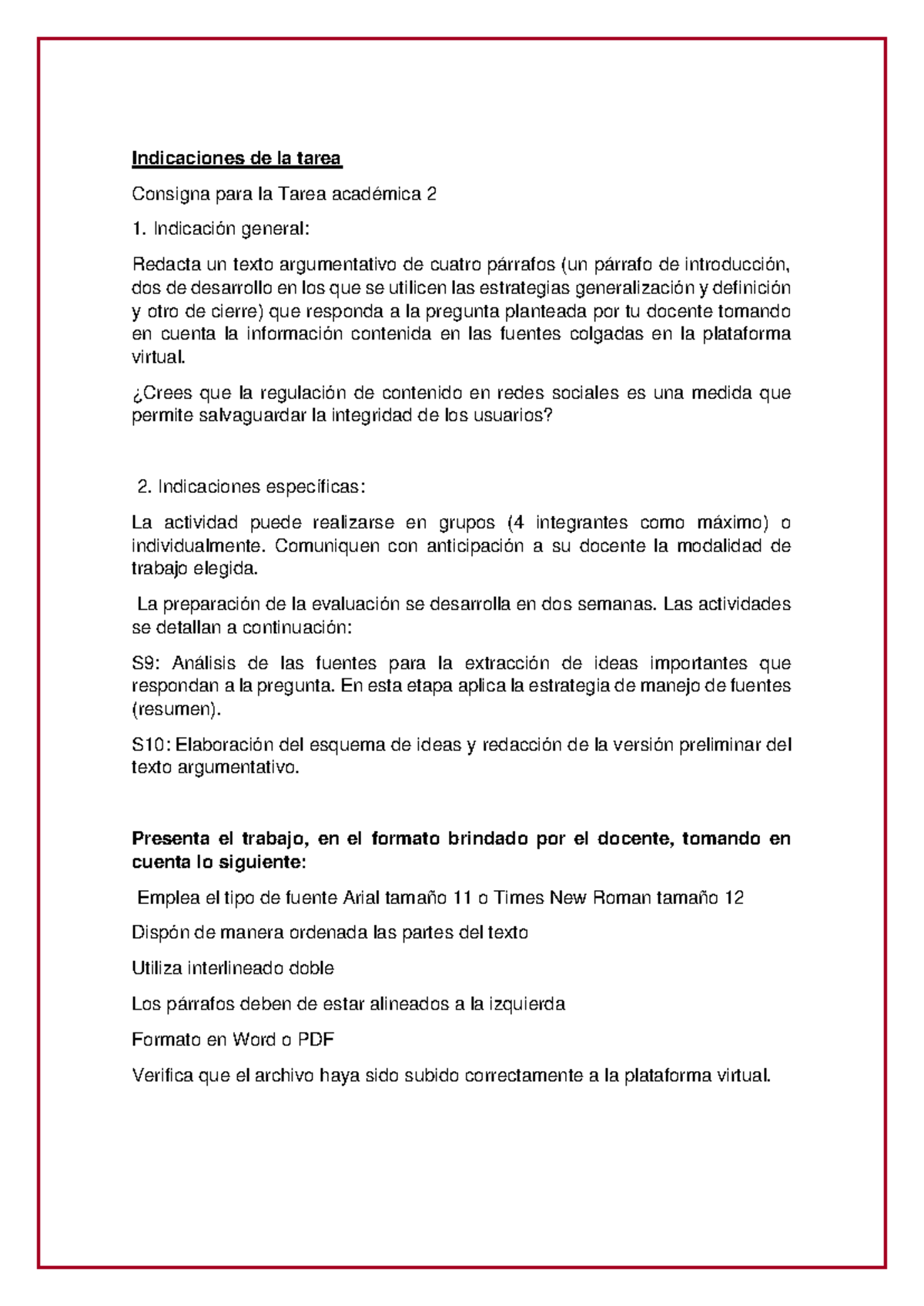 Tarea académica 2 - Compresión y redacción - Indicaciones de la tarea ...