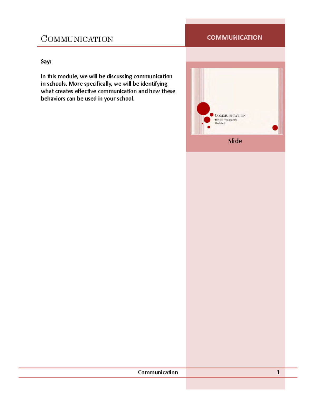 Communication-instructor-script - COMMUNICATION COMMUNICATION Slide Say ...