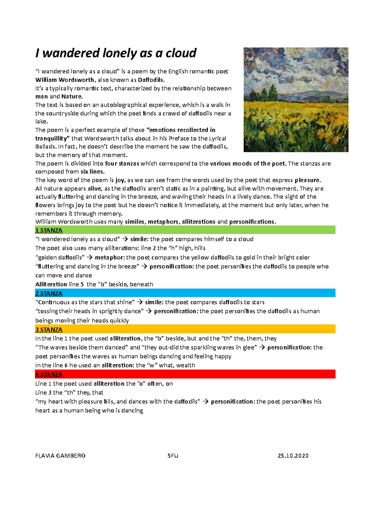 I wandered lonely as a cloud Flavia Gambero 5FU - I wandered lonely as ...