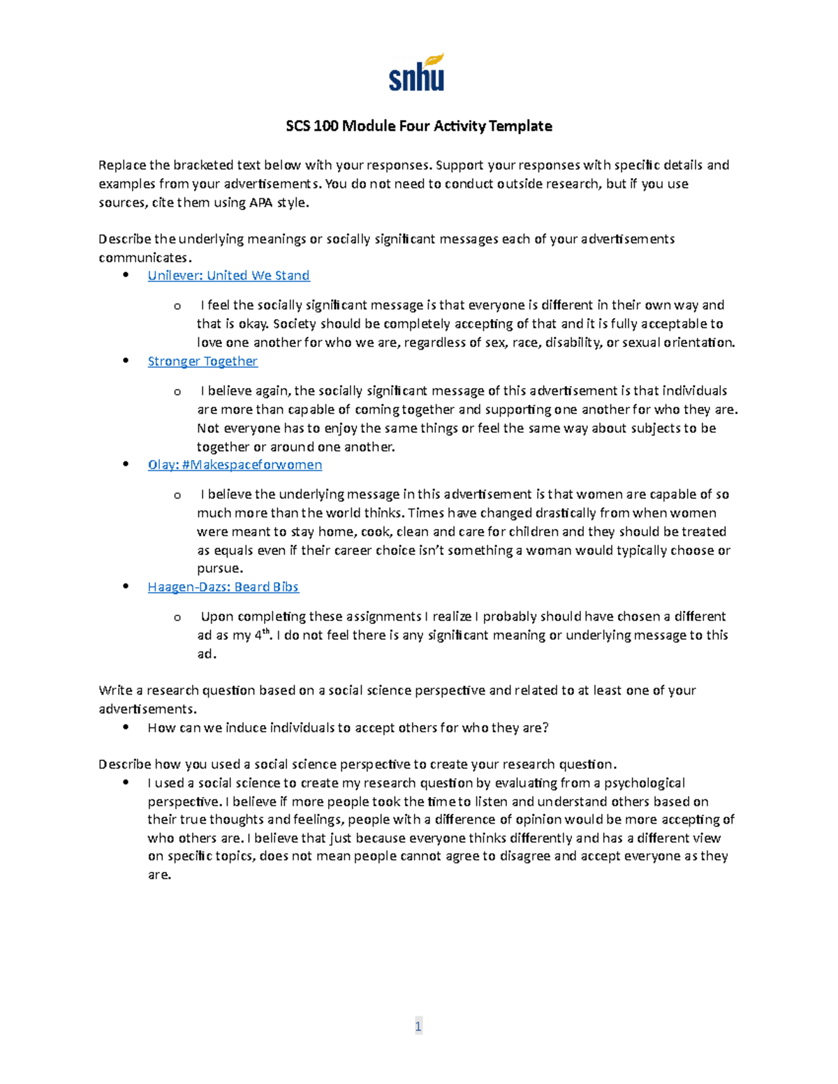 SCS 100 Module Four Activity Template - SCS 100 Module Four Activity ...