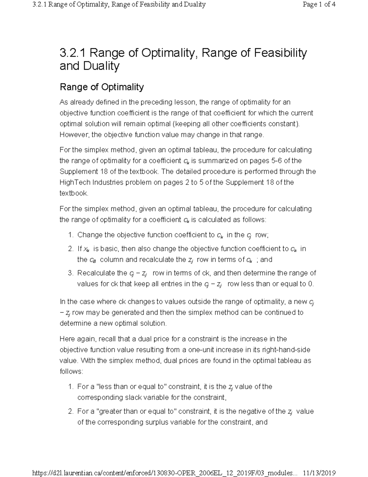 321 Range Of Optimality Range Of Feasibility And Duality 32 R