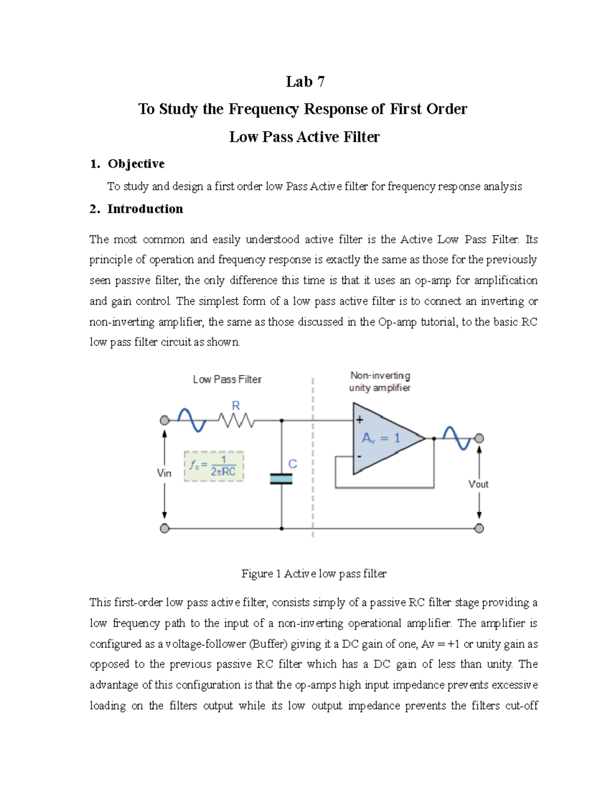 LAB NO 10 OF CIRCUIT ANALYSIS - Lab 7 To Study the Frequency Response ...