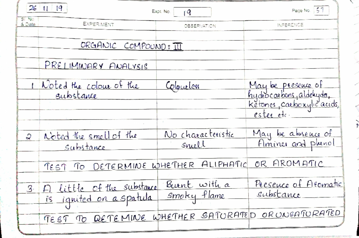 Organic Compound 3 ( Practical Chemistry) - chemistry - Studocu