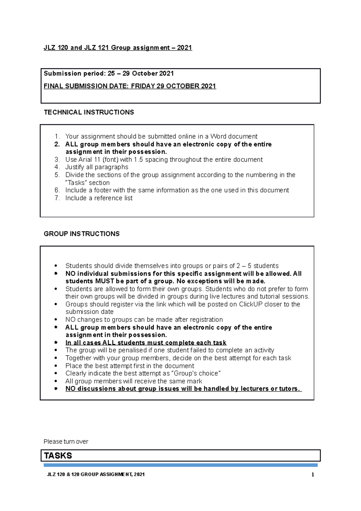 2021-Group assignment-JLZ - JLZ 120 and JLZ 121 Group assignment – 2021 ...