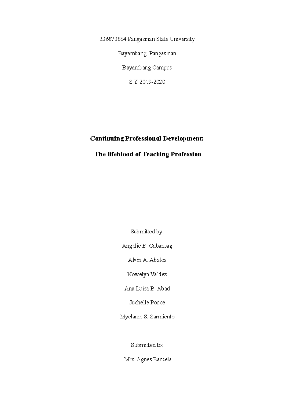 Contining Professional Deveopment written report - 236873864 Pangasinan ...