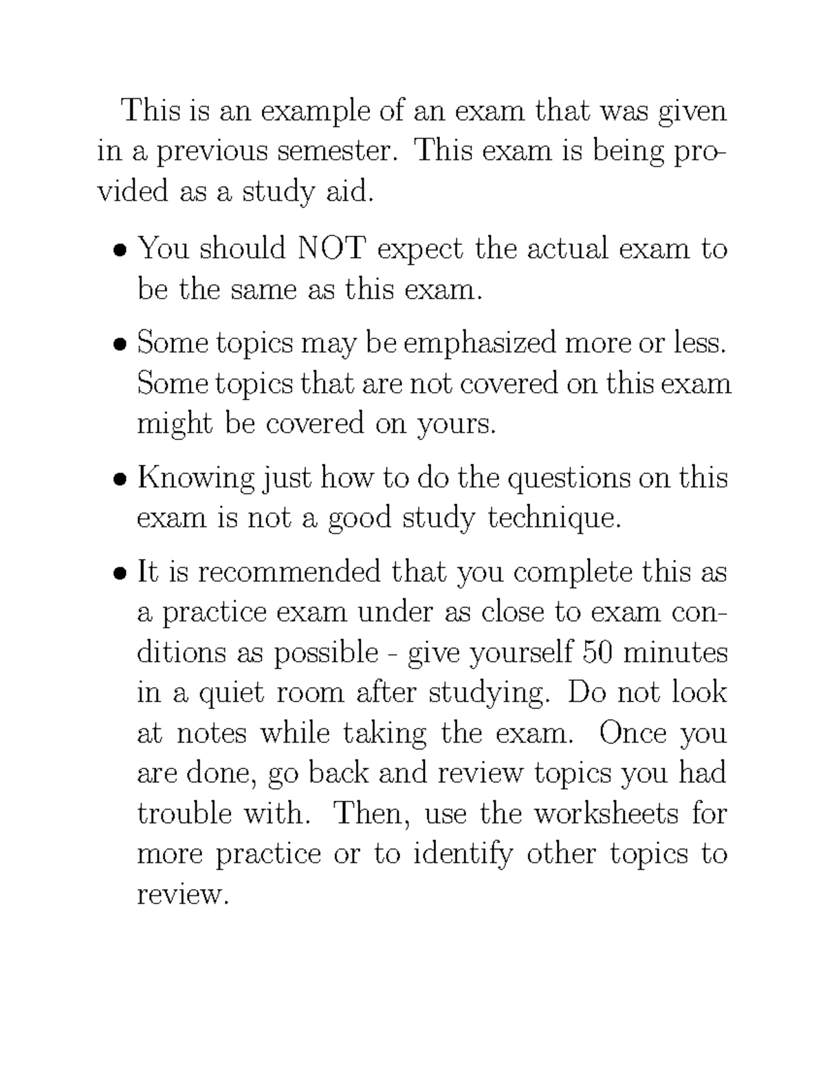 1071Sample Exam 1Solns - This is an example of an exam that was given ...