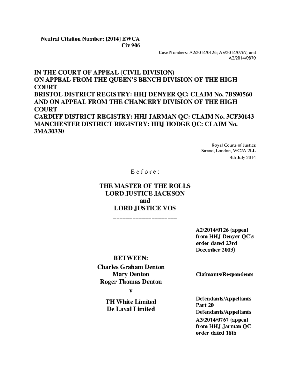 Neutral Citation Number 2014 EWCA Civ 906 - Neutral Citation Number ...