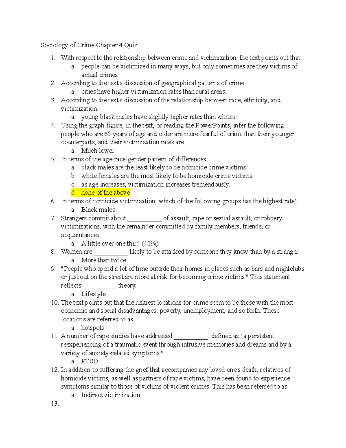 Sociology of crime - Notes - Sociology of Crime Chapter 4 Quiz With ...