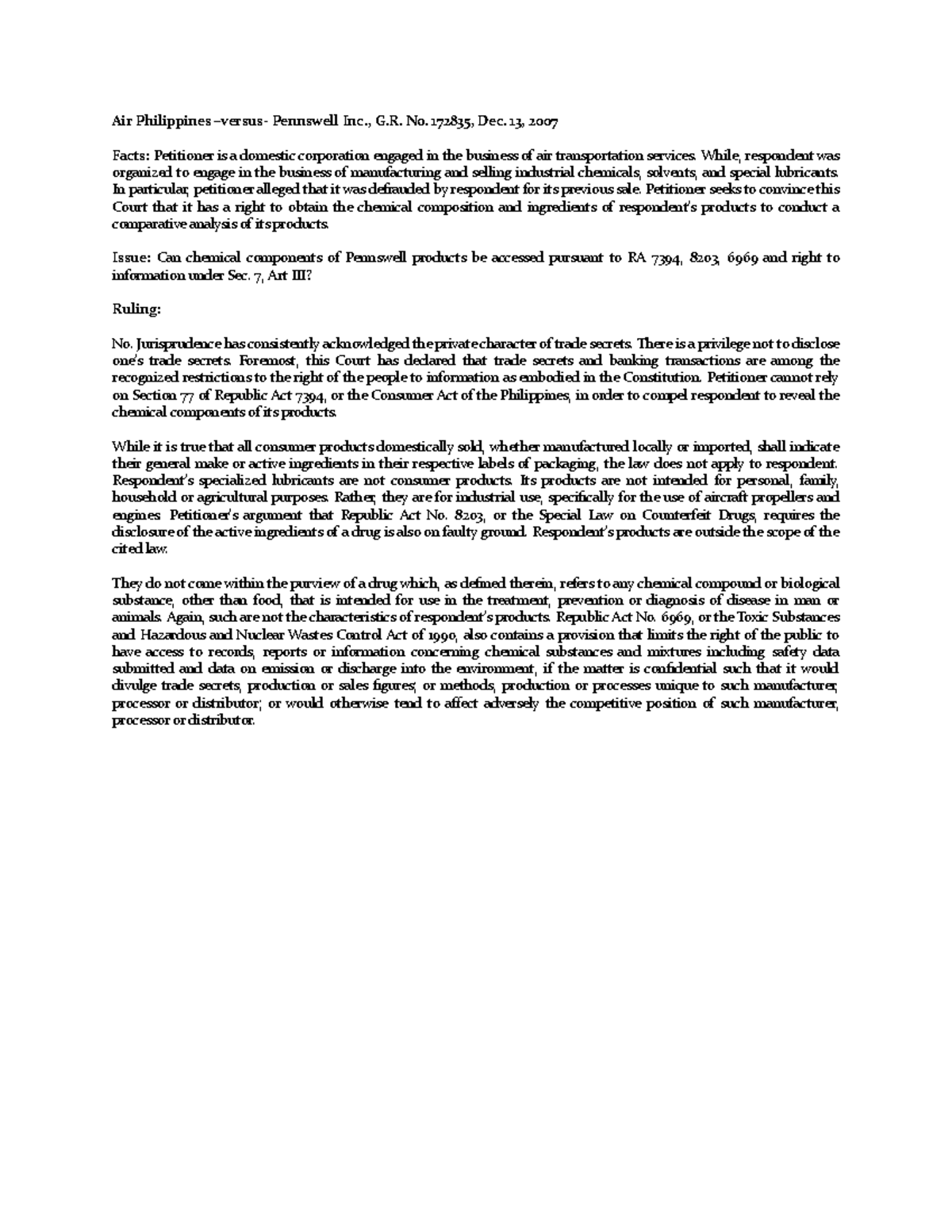 Air Philippines –versus- Pennswell Inc., G.R. No. 172835, Dec. 13, 2007 ...