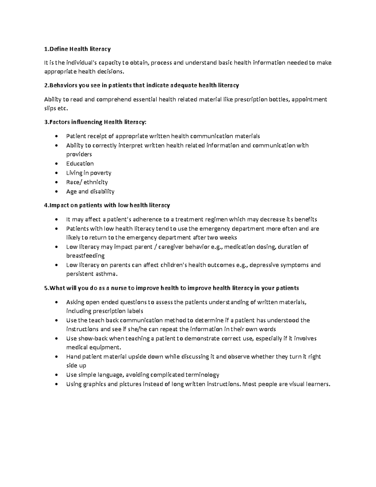 Document 30 - essay - 1 Health literacy It is the individual's capacity ...