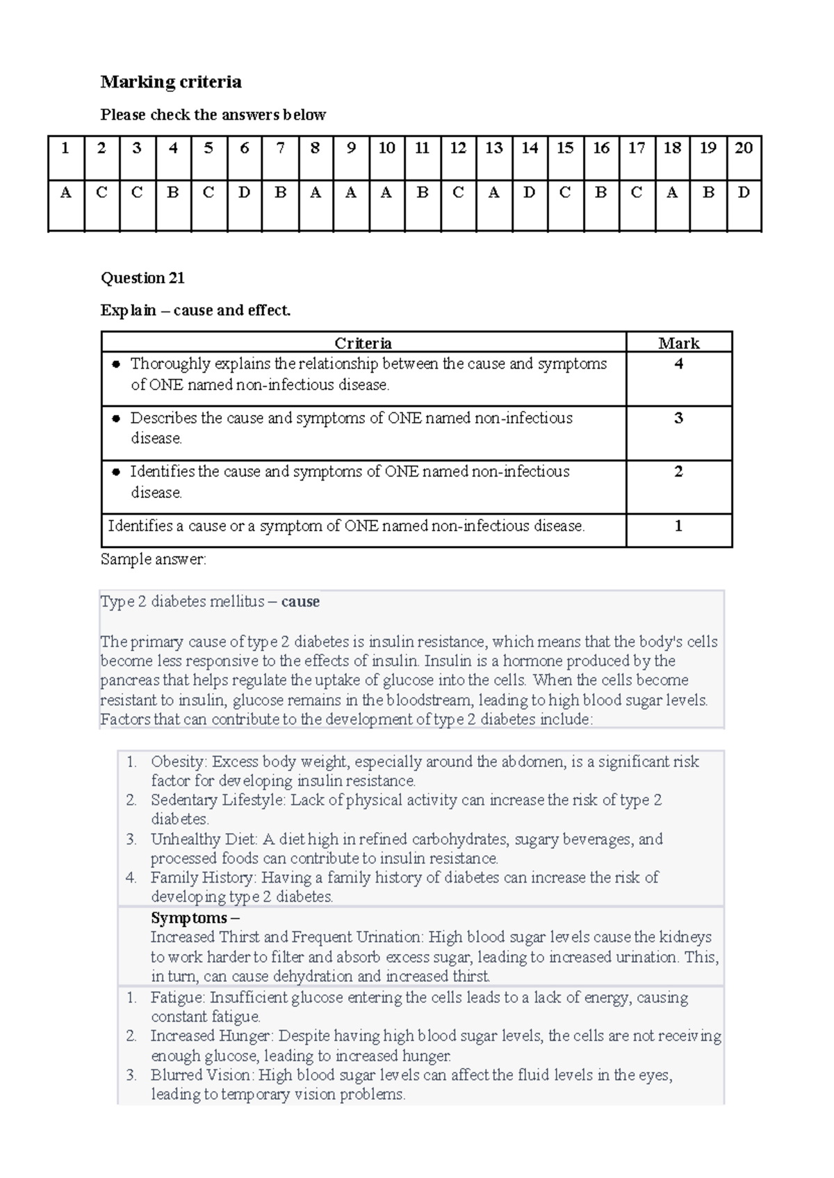Marking criteria - exam answers explanations - Marking criteria Please ...