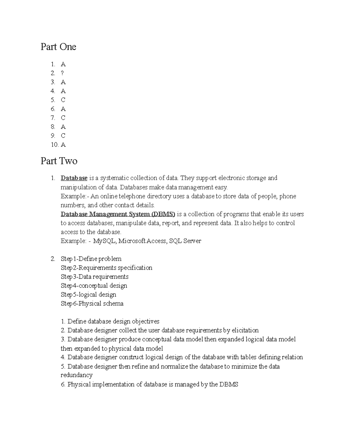 Cog 1010 - mgmt2022 worksheet with answers for the - Part One 1. A 2 ...