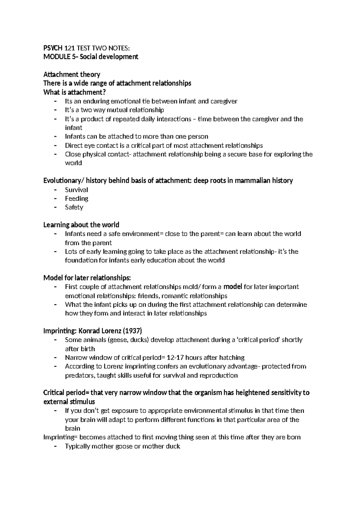 Psych 121 TEST TWO Notes - PSYCH 121 TEST TWO NOTES: MODULE 5- Social ...