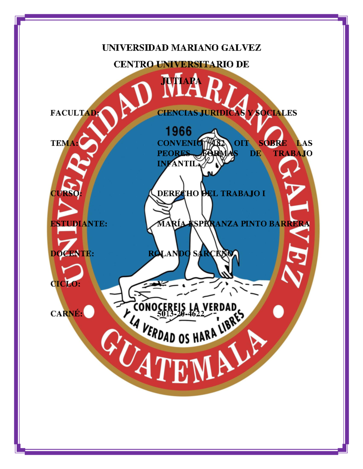 Convenio 182 DE LA OIT - UNIVERSIDAD MARIANO GALVEZ CENTRO ...