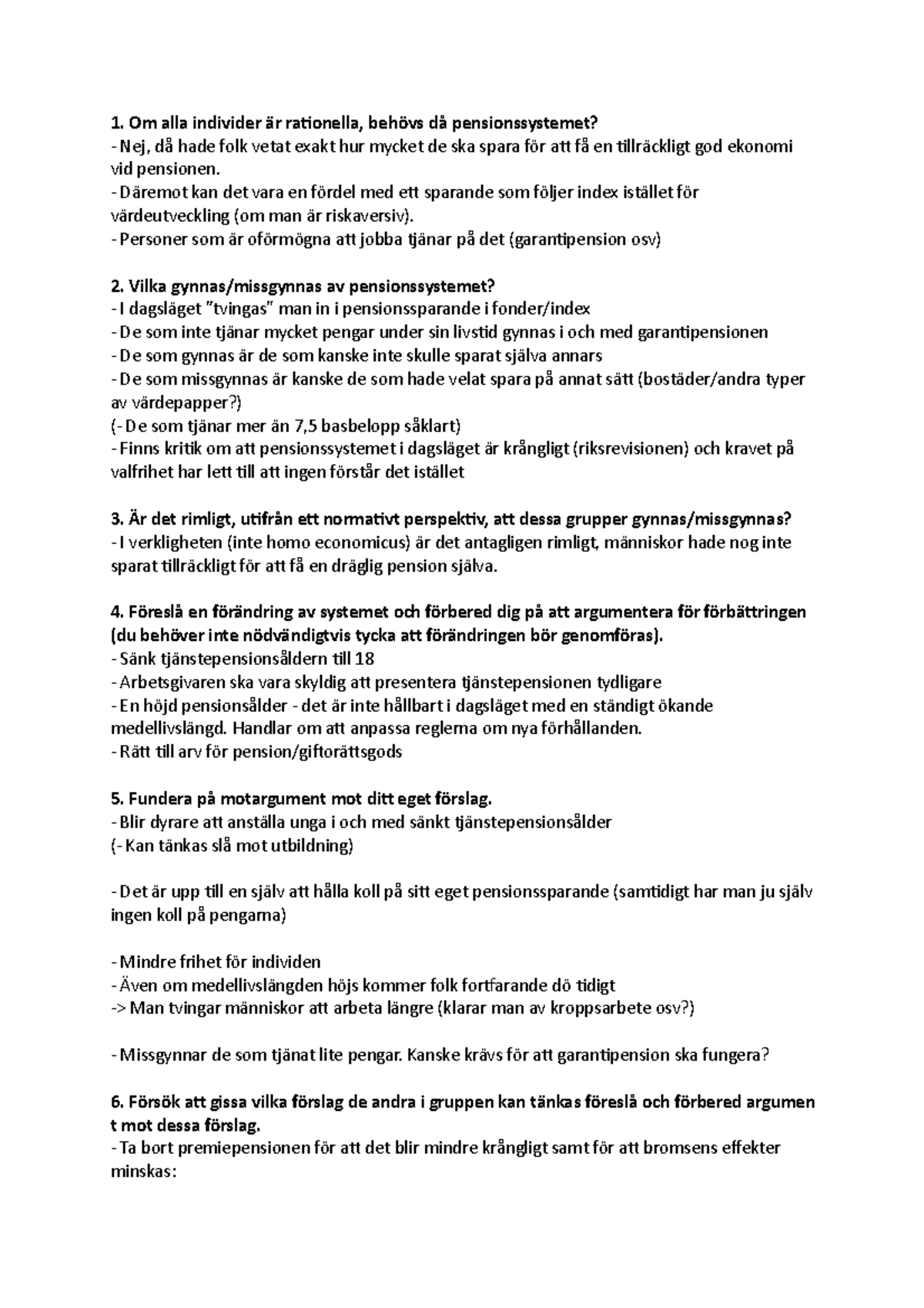 Pensionssystemet - 1. Om alla individer rationella, pensionssystemet ...