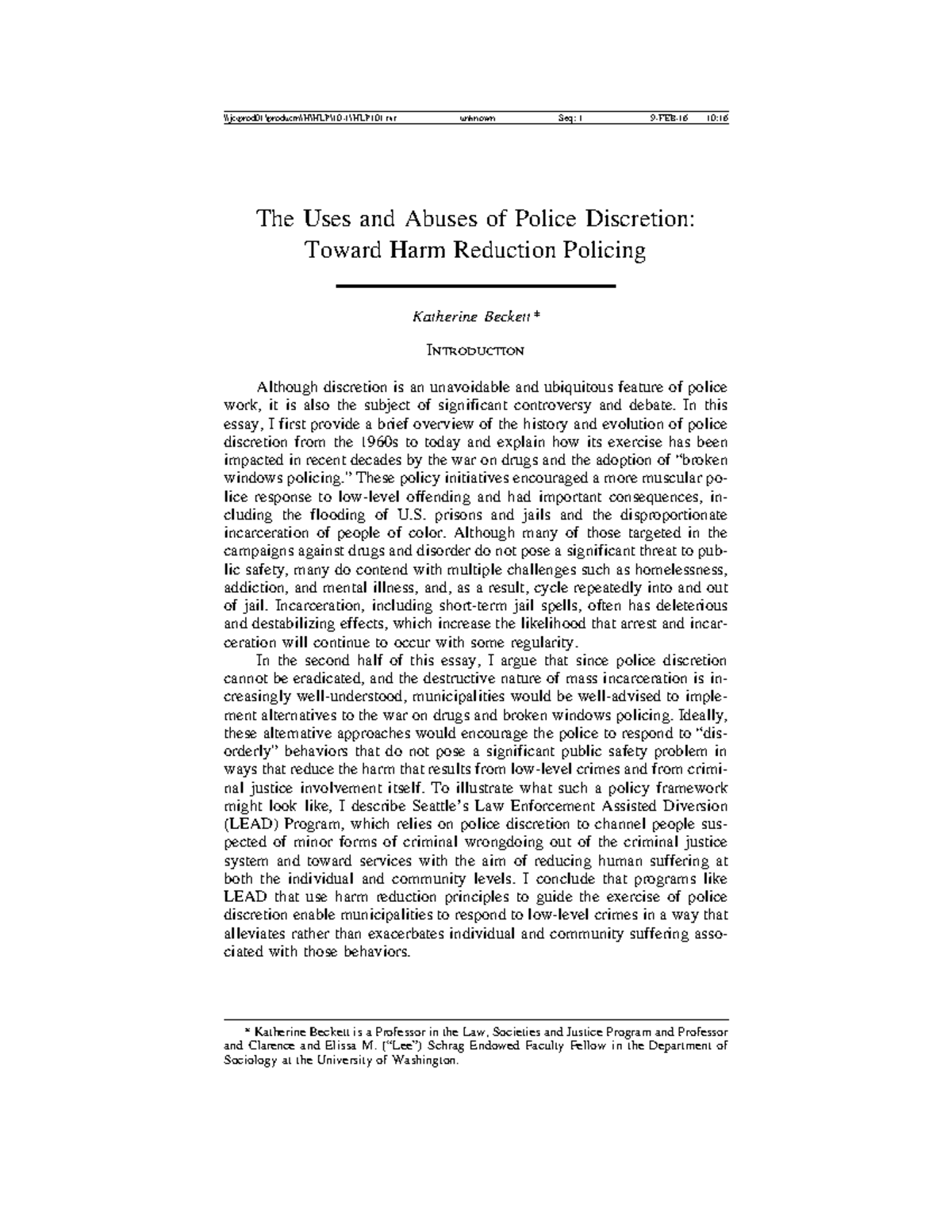 PDF abuse of discretion - The Uses and Abuses of Police Discretion ...