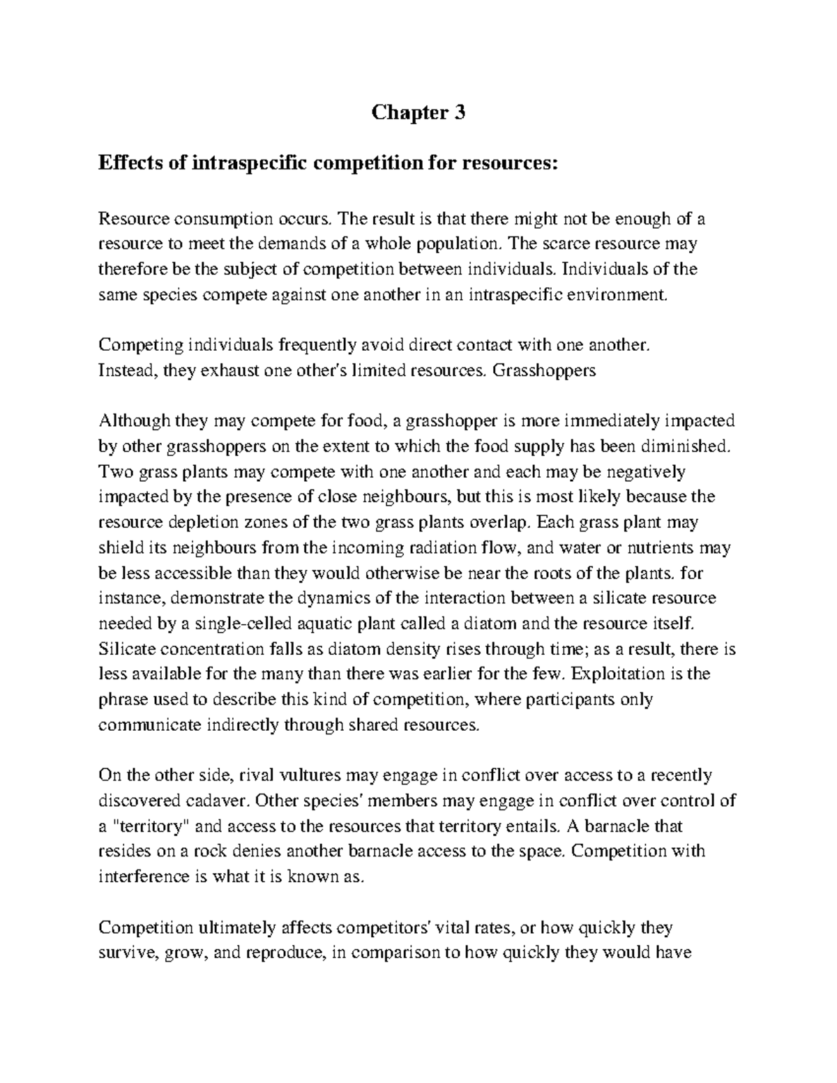 Ecology 27 - Chapter 3 Effects of intraspecific competition for ...