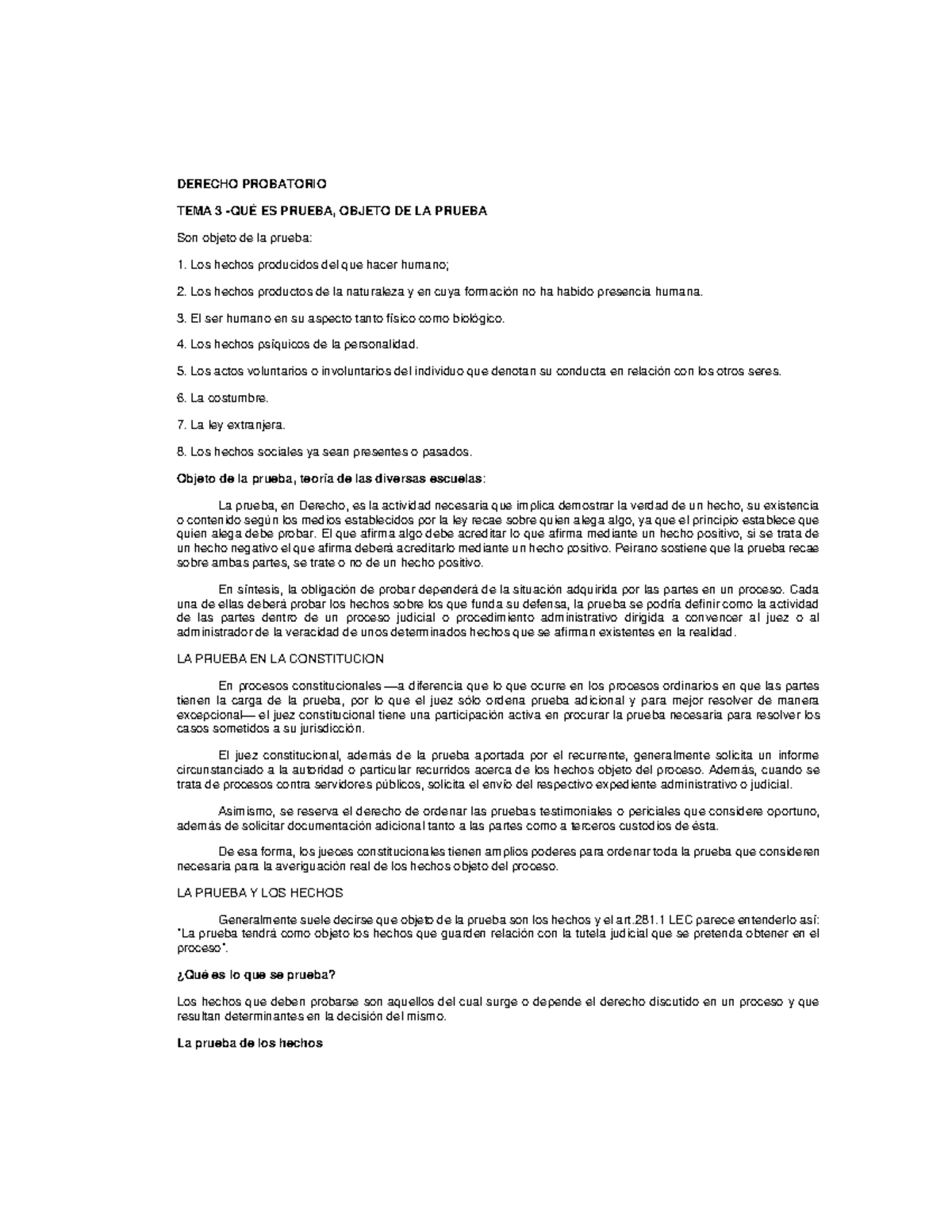 Tema 3 y 4 derecho probatorio - DERECHO PROBATORIO TEMA 3 -QUÉ ES ...