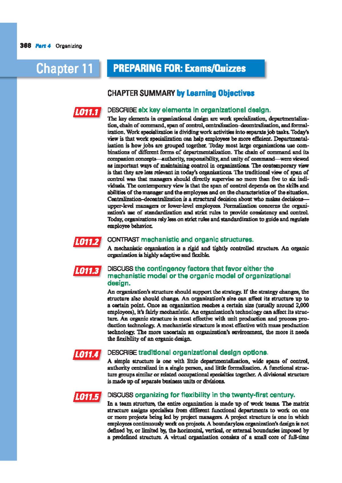 [Textbook] Chap 6 -10 Summary - 368 Part 4 Organizing Chapter 11 ...