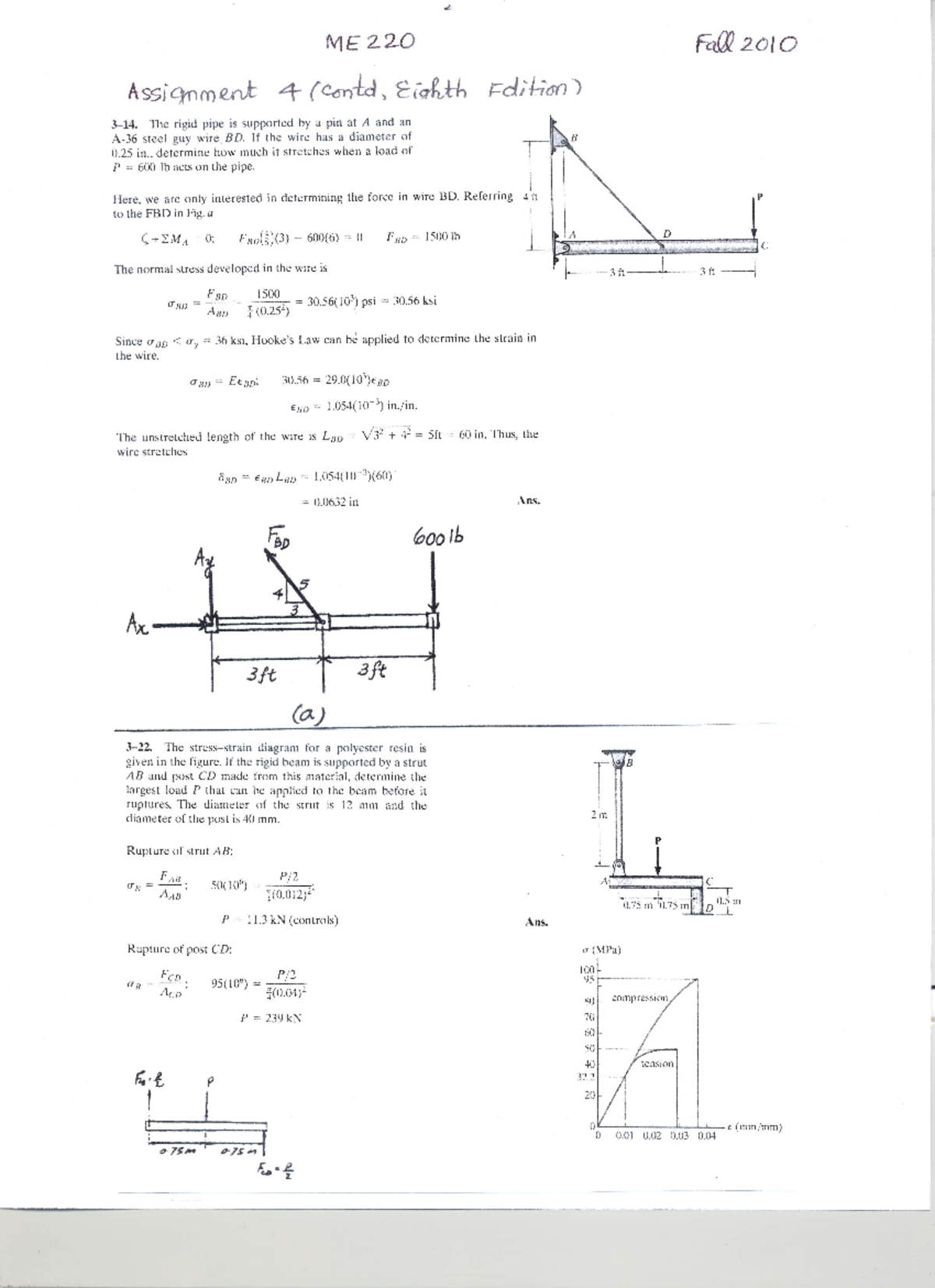 Beam and wire problems - beam and wire - Mechanical Engineering - Studocu