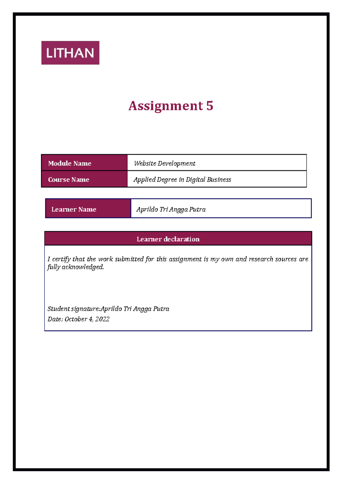 Aprildo Tri Angga Putra bbdb-0922-013 M1 Assignment 5 - Assignment 5 Module Name Website ...