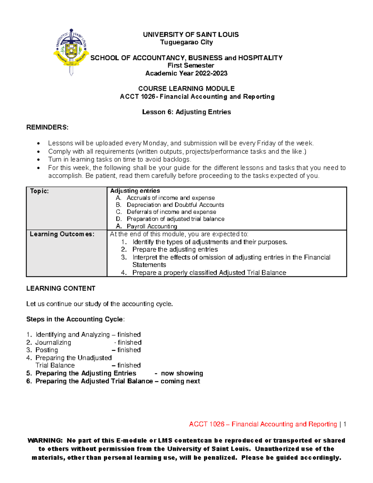 FAR6 - ADD DS - ACCT 1026 – Financial Accounting and Reporting | 1 ...