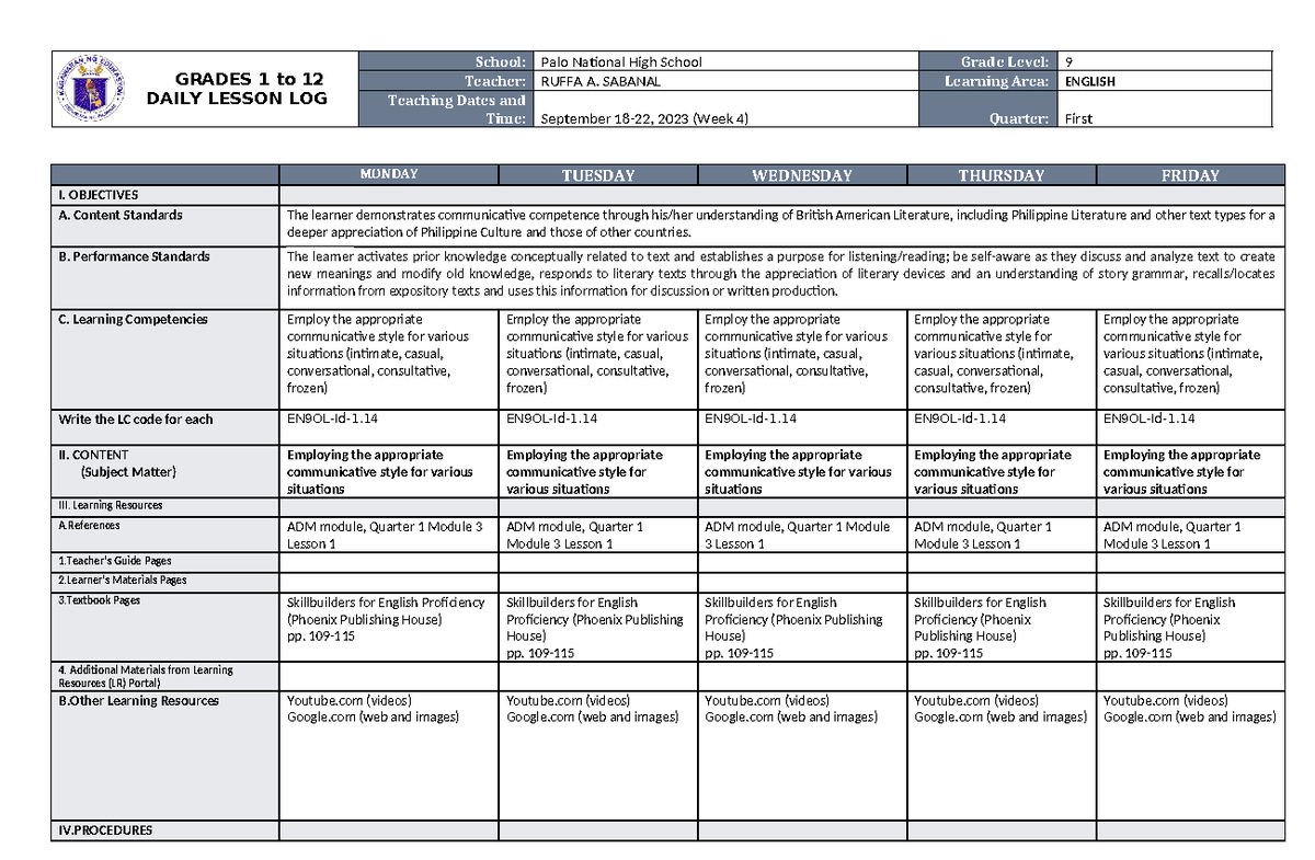 Week-4-wlp 070123 - Welcome to the English 9 Alternative Delivery Mode ...